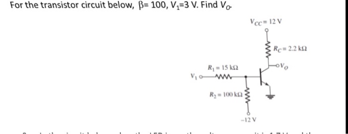 Solved For the transistor circuit below, beta = 100, V1=3 V. | Chegg.com