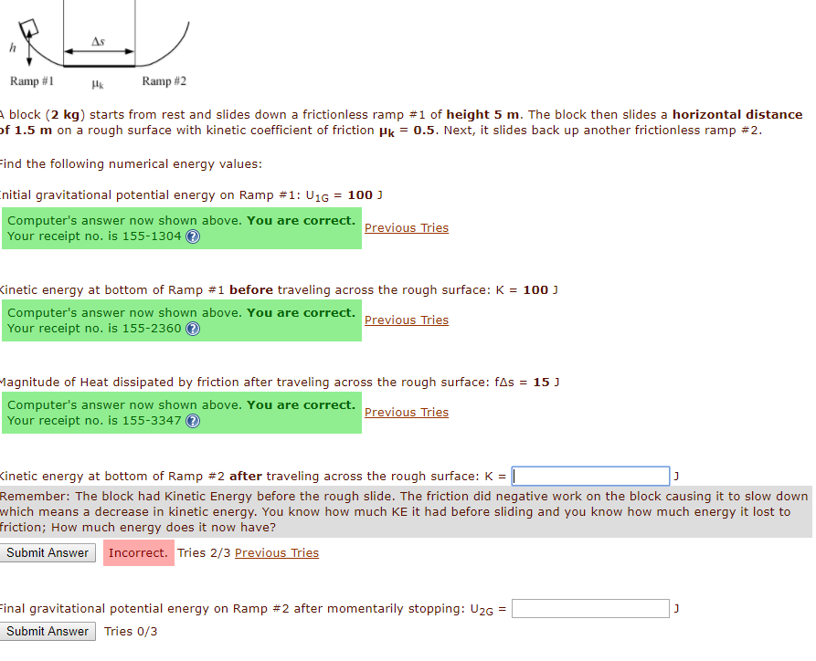 Solved As Ramp #1 Ramp #2 A block (2 kg) starts from rest | Chegg.com