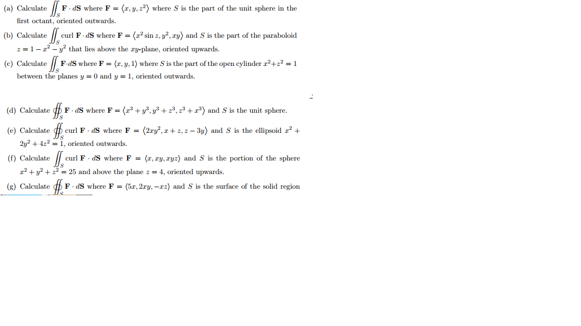 Calculate double integral_S F dS where F = (x, y, | Chegg.com