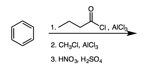Solved 1. 2, conc. H2SO4 (99%) 3. Br2, FeBra CI, AlCl3 | Chegg.com