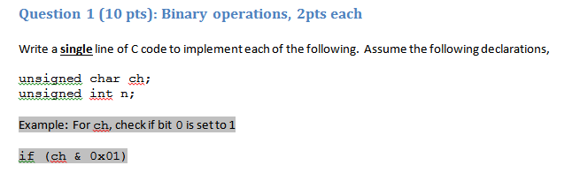 Solved Question 1 10 Pts Binary Operations 2pts Each 