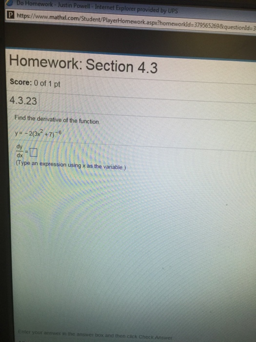 Solved Find the derivative of the function y = -2(3x^2 + | Chegg.com