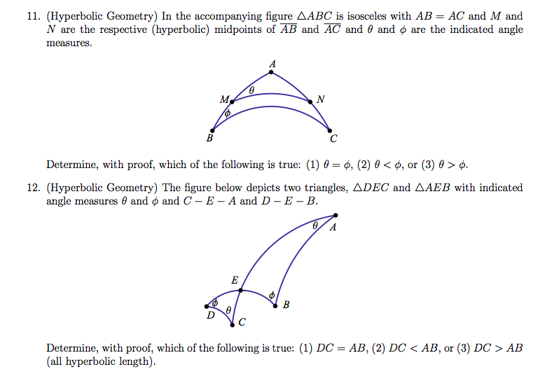 11. (Hyperbolic Geometry) In the accompanying figure | Chegg.com