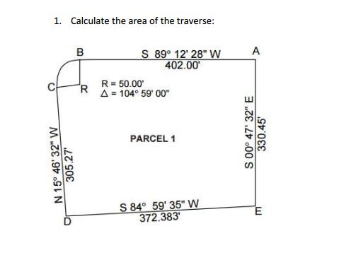 Solved Calculate the area of the traverse: | Chegg.com