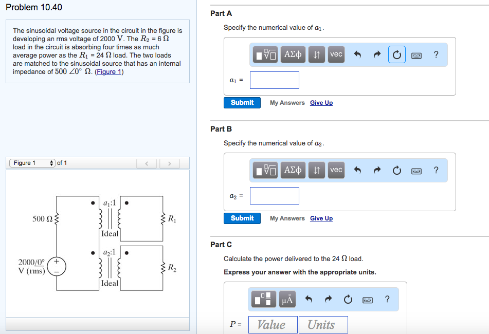 Solved Problem 10.40 Part A Specify the numerical value of | Chegg.com