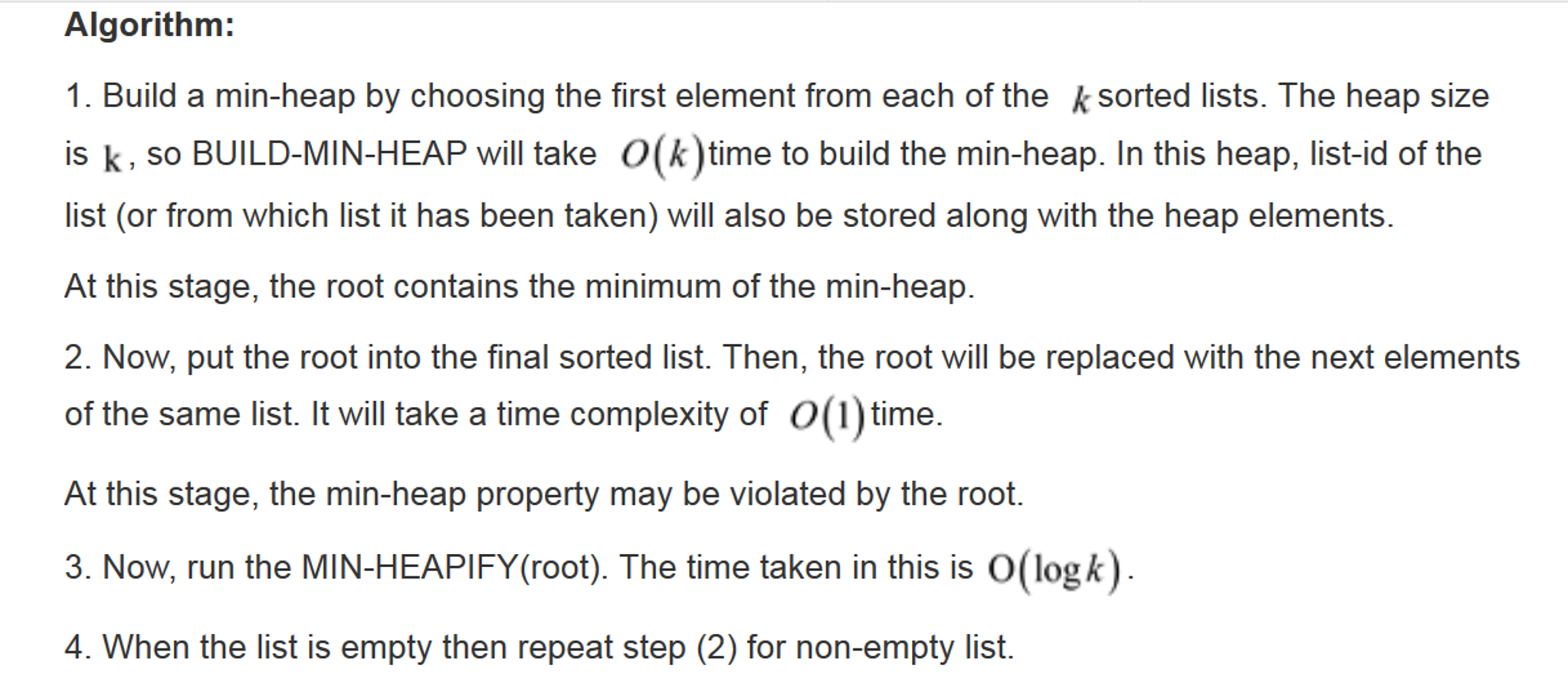 Solved Consider the following,O(nlgk)-time algorithm to | Chegg.com