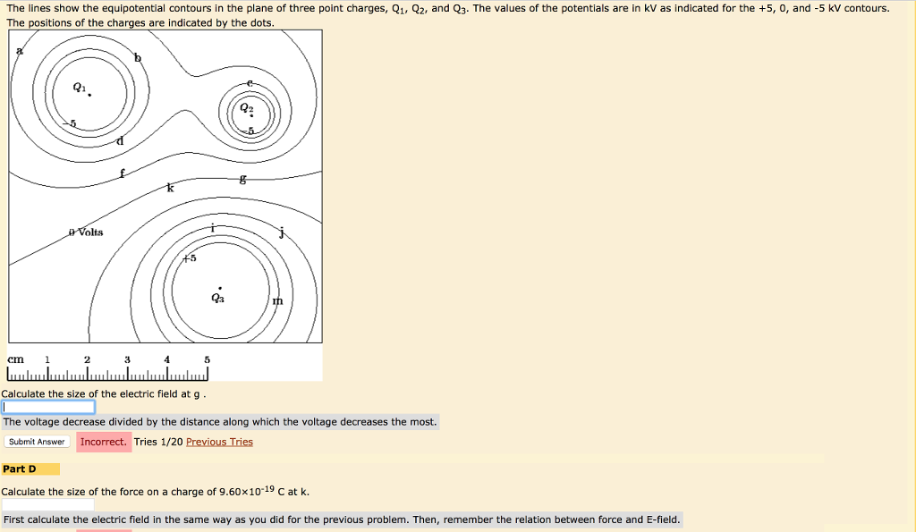 Solved The lines show the equipotential contours in the | Chegg.com