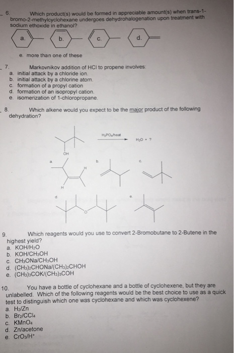 Solved Which product(s) would be formed in appreciable | Chegg.com