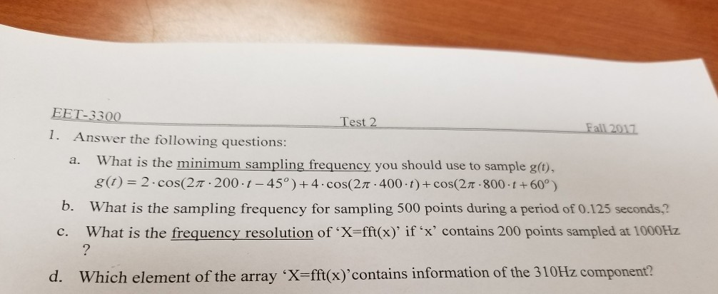 Solved EET-3300 1. Answer the following questions: Test 2 | Chegg.com