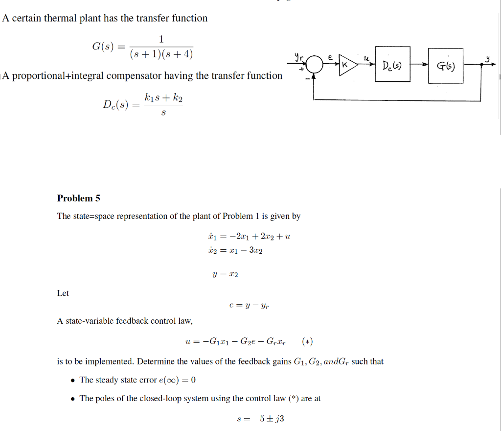 Solved A certain thermal plant has the transfer function | Chegg.com
