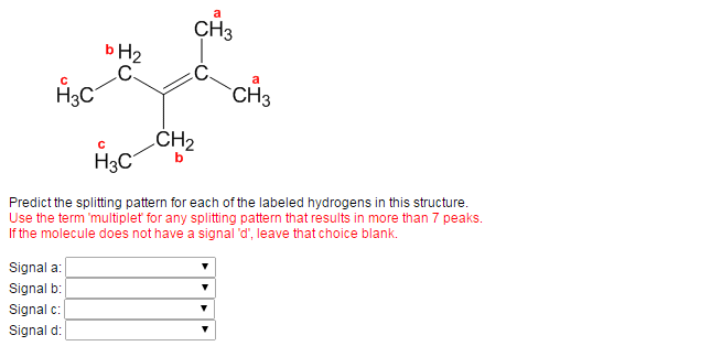 Solved Predict the splitting pattern for each of the labeled | Chegg.com