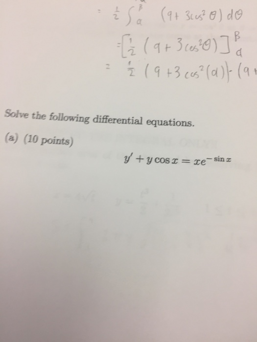 Solved Solve the following differential equations. y' + y | Chegg.com
