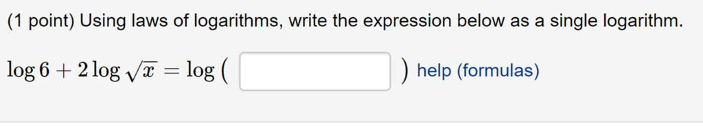 Solved (1 point) Using laws of logarithms, write the | Chegg.com