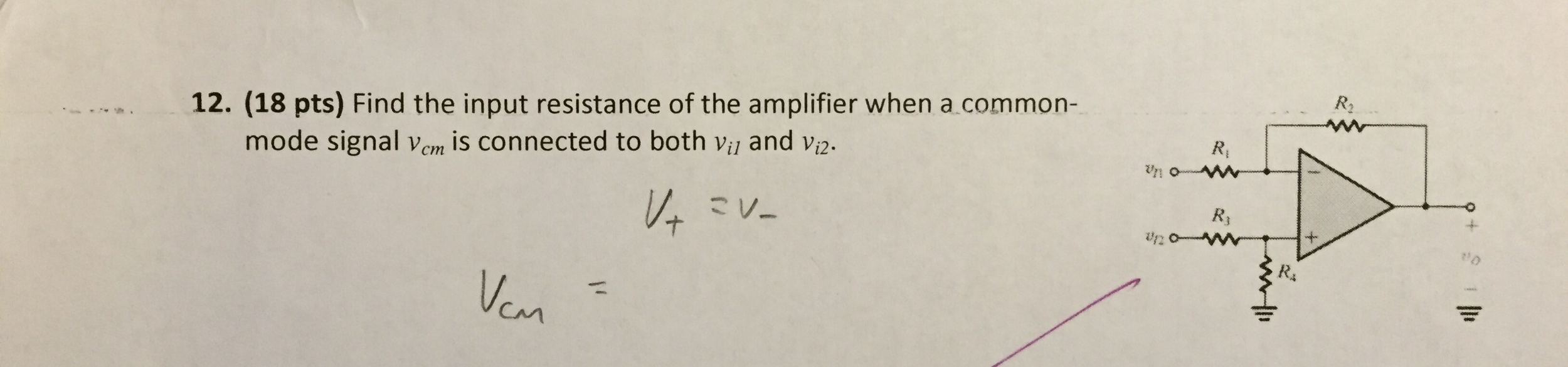 Solved Find the input resistance of the amplifier when a | Chegg.com