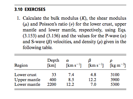 Calculate the bulk modulus (K), the shear modulus | Chegg.com