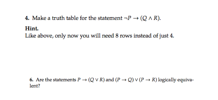Solved Make a truth table for the statement P rightarrow (Q | Chegg.com