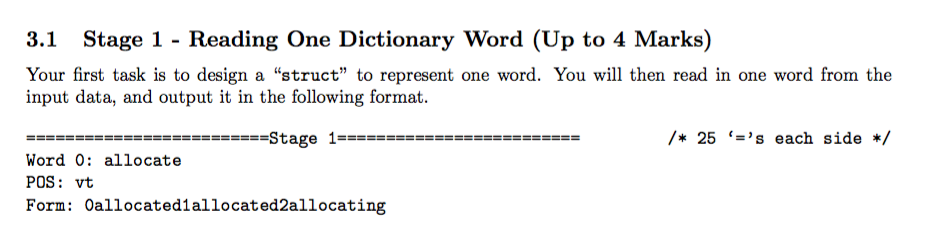 Solved Use C program to make a code Read dictionary word | Chegg.com
