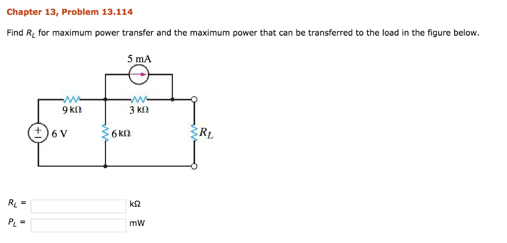 Solved Chapter 13, Problem 13.114 Find RL for maximum power | Chegg.com