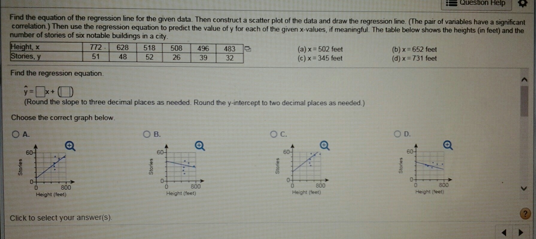 Solved Find the equation of the regression line for the | Chegg.com