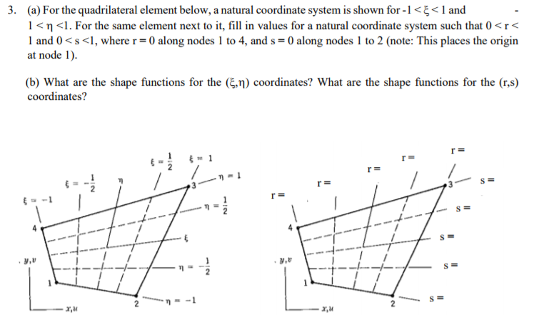 3. (a) For the quadrilateral element below, a natural | Chegg.com