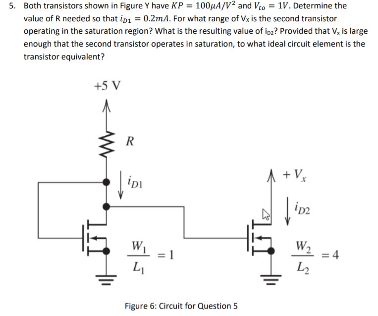 Solved Both transistors shown in Figure Y have KP = 100?/V2 | Chegg.com