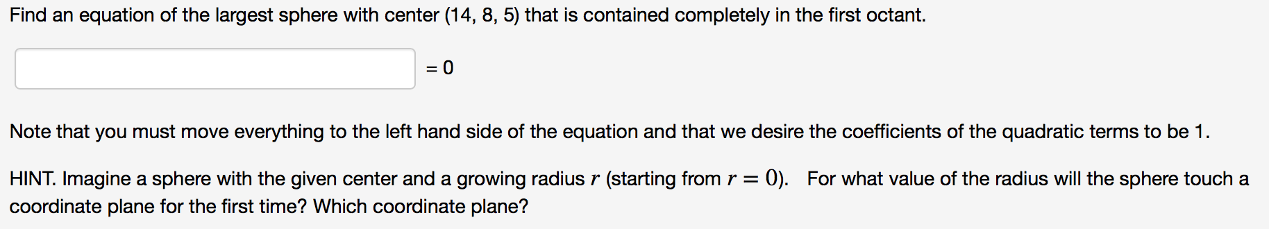 Solved Find an equation of the largest sphere with center | Chegg.com