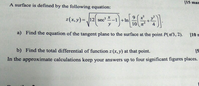 Solved 115 mar A surface is defined by the following | Chegg.com