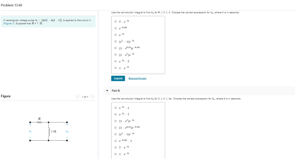 Solved Problem 13.60 Use the convolution integral to find vo | Chegg.com