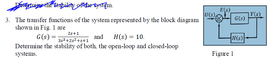 Solved m. s) U(s) The transfer functions of the system | Chegg.com