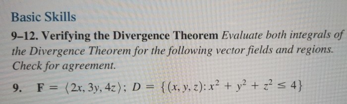 Solved Basic Skills 9-12. Verifying the Divergence Theorem | Chegg.com