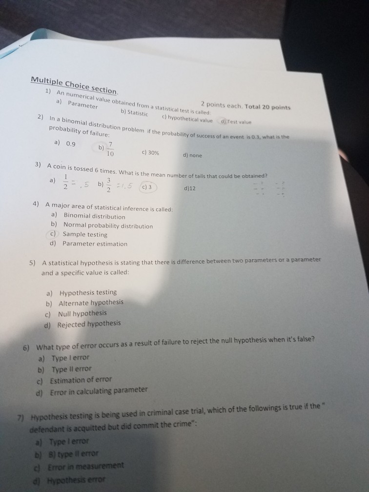 Solved Multiple Choice section 1) An numerical va lue | Chegg.com