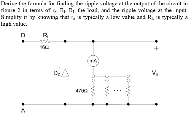 Solved Derive the formula for finding the ripple voltage at | Chegg.com