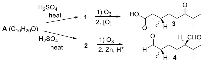 Solved An alcohol containing natural product A (C10H20O) | Chegg.com
