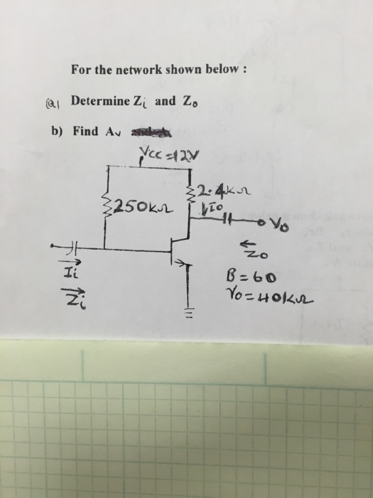Solved For the network shown below: (a) Determine Zi and Zo | Chegg.com Solved For the network shown below: (a) Determine Zi and Zo | Chegg.com