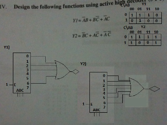 Solved Design the following functions using active high | Chegg.com