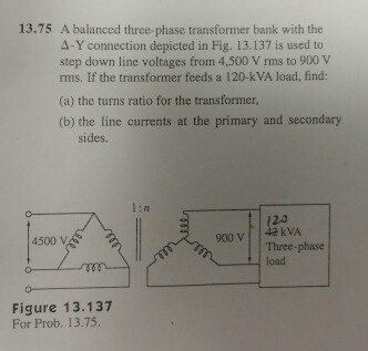 Solved A balanced three-phase transformer bank with the | Chegg.com