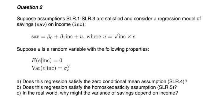 Solved Suppose assumptions SLR.1-SLR.3 are satisfied and | Chegg.com