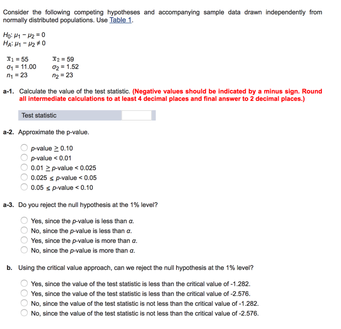 Solved Consider the following competing hypotheses and | Chegg.com