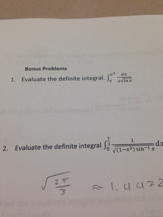 Solved Evaluate the definite integral. dx/x ln x Evaluate | Chegg.com