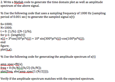 Solved 2. Write a Matlab code to generate the time domain | Chegg.com