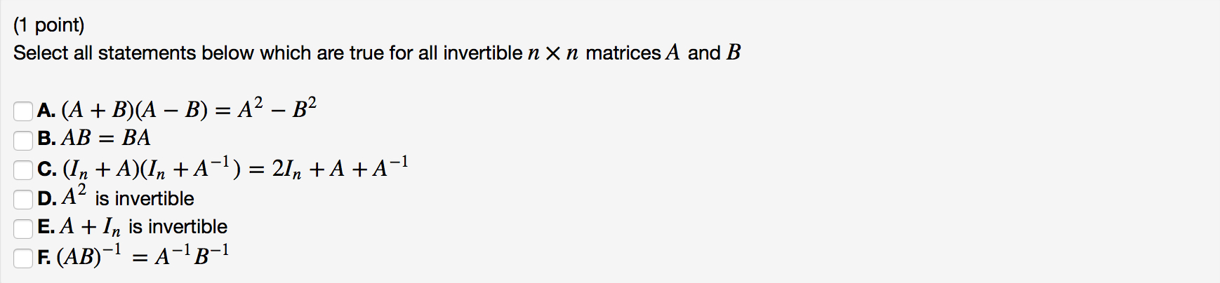 Solved Select all statements below which are true for all | Chegg.com