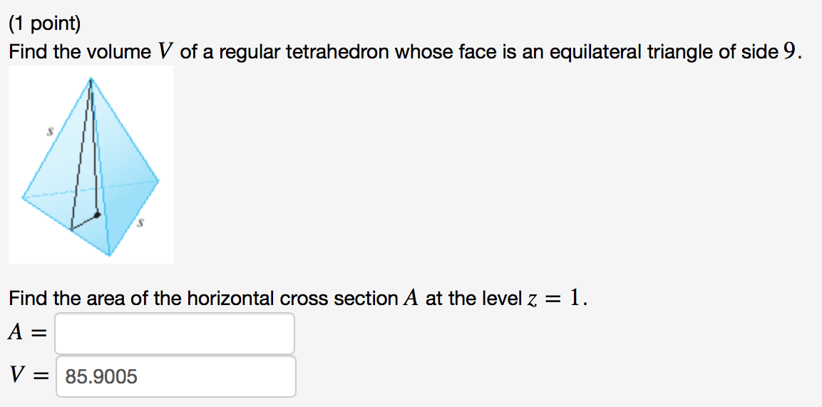 Solved Find the volume V of a regular tetrahedron whose face | Chegg.com