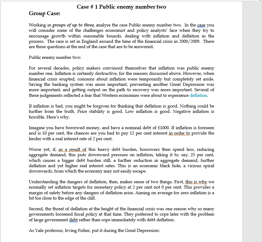 Solved Case # 1 Public enemy number two Group Case: Working | Chegg.com