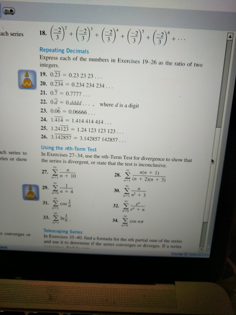 Solved 18. ach series 1 Repeating Decimals Express each of | Chegg.com