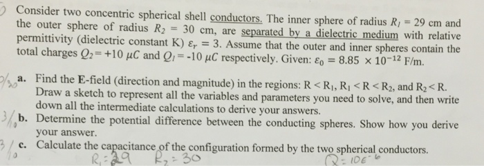 Solved Consider two concentric spherical shell conductors. | Chegg.com