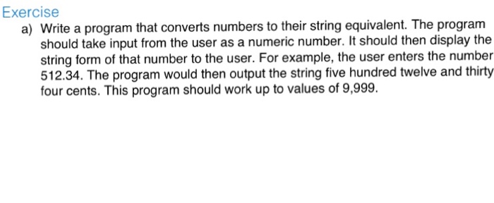 Solved Write a program that converts numbers to their string | Chegg.com