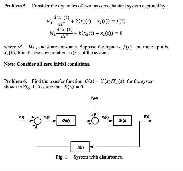 Solved Problem 5. Consider the dynamics of two mass | Chegg.com