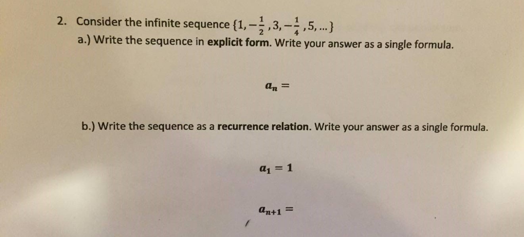 Solved 2. Consider the infinite sequence (1,-1,3,-4,5.,. a.) | Chegg.com