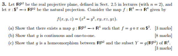 Let RP^2 be the real projective plane, defined in | Chegg.com