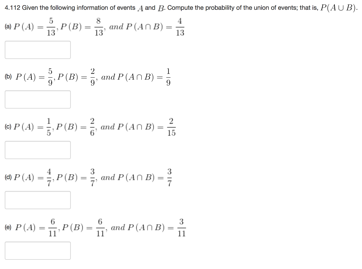 Solved Given the following information of events A and B. | Chegg.com